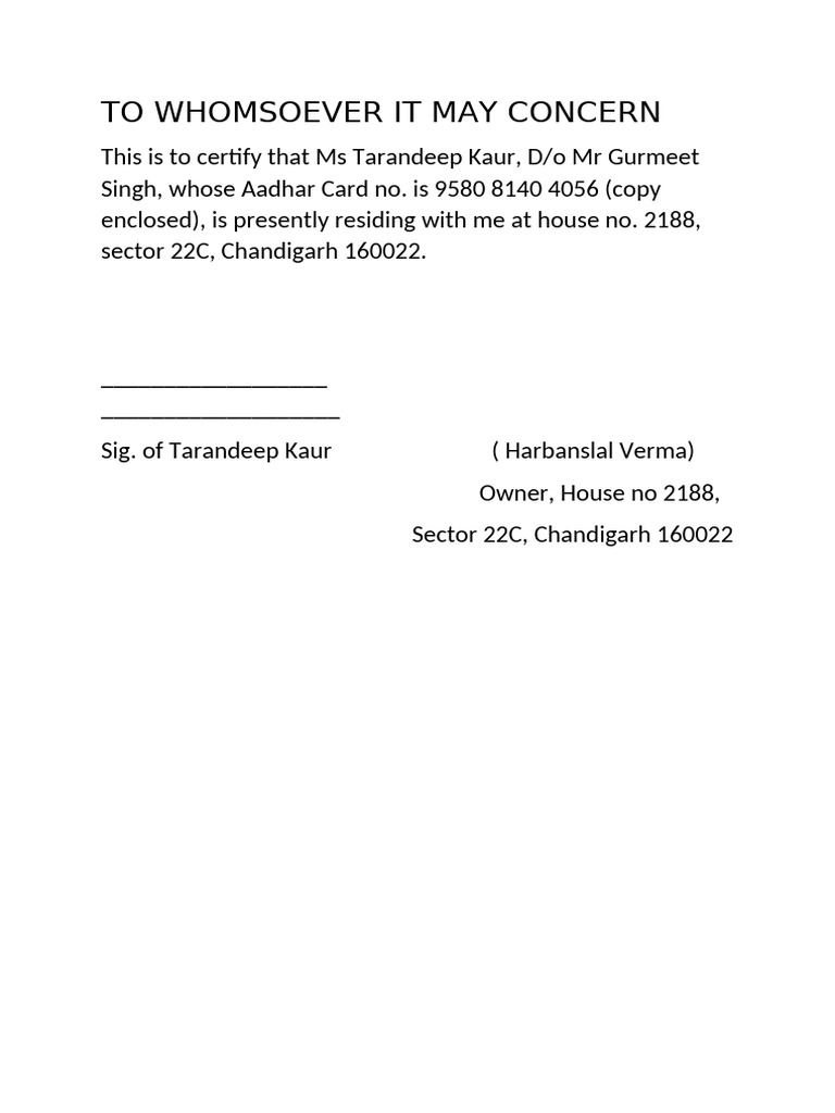 To Whomsoever It May Concern | PDF