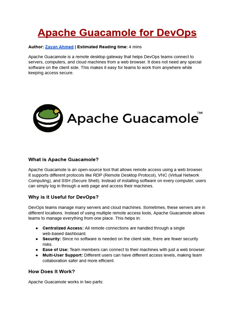 Apache Guacamole For DevOps | PDF | Server (Computing) | Secure Shell