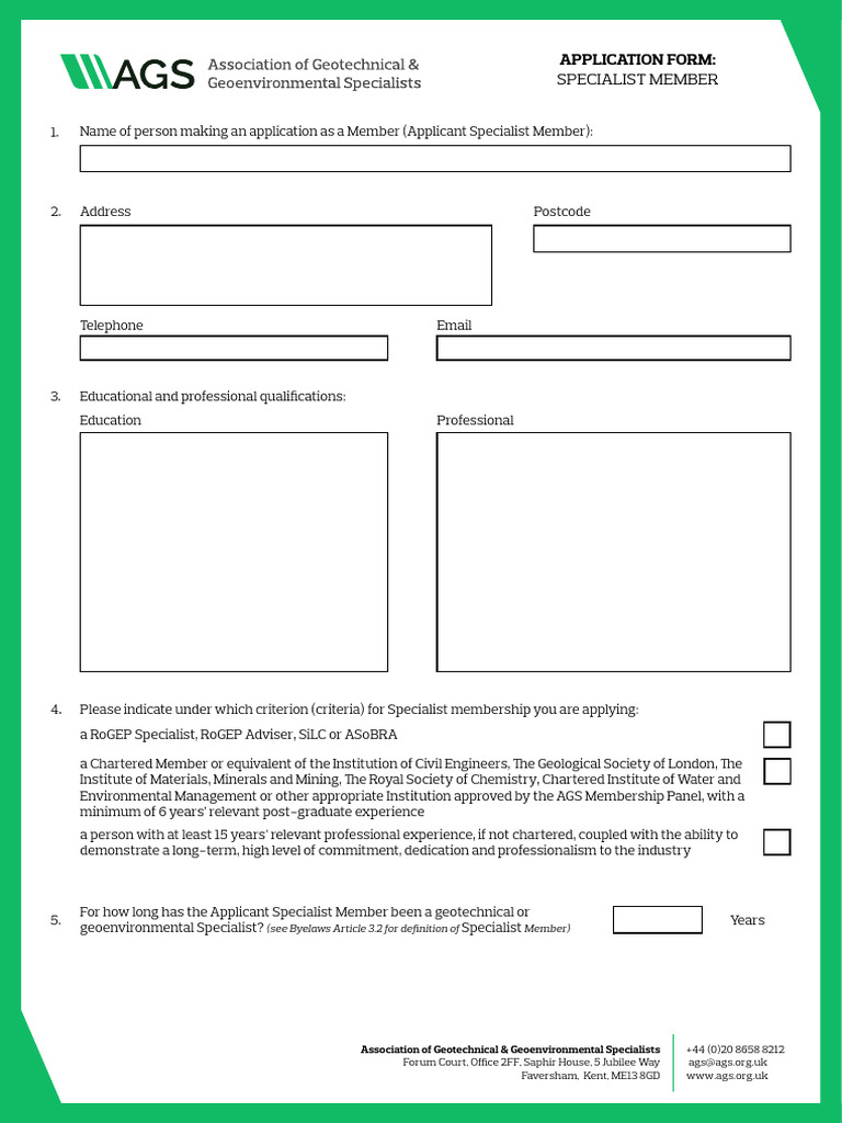 Specialist Membership Application Form | PDF