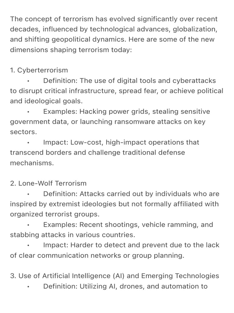 Evolving Dimensions of Modern Terrorism | PDF | National Security