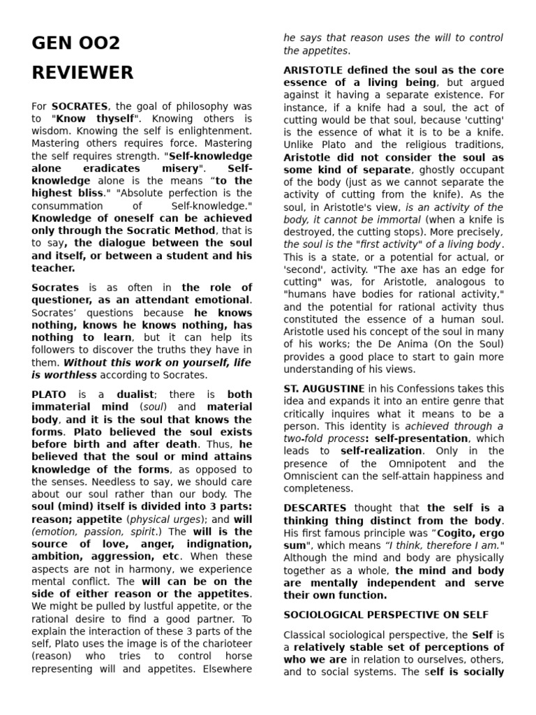 GEN OO2 | PDF | Soul | Philosophy Of Self