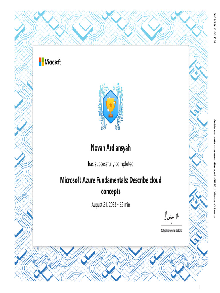 Achievements - Novanardiansyah-Microsoft Azure Fundamentals-Describe ...