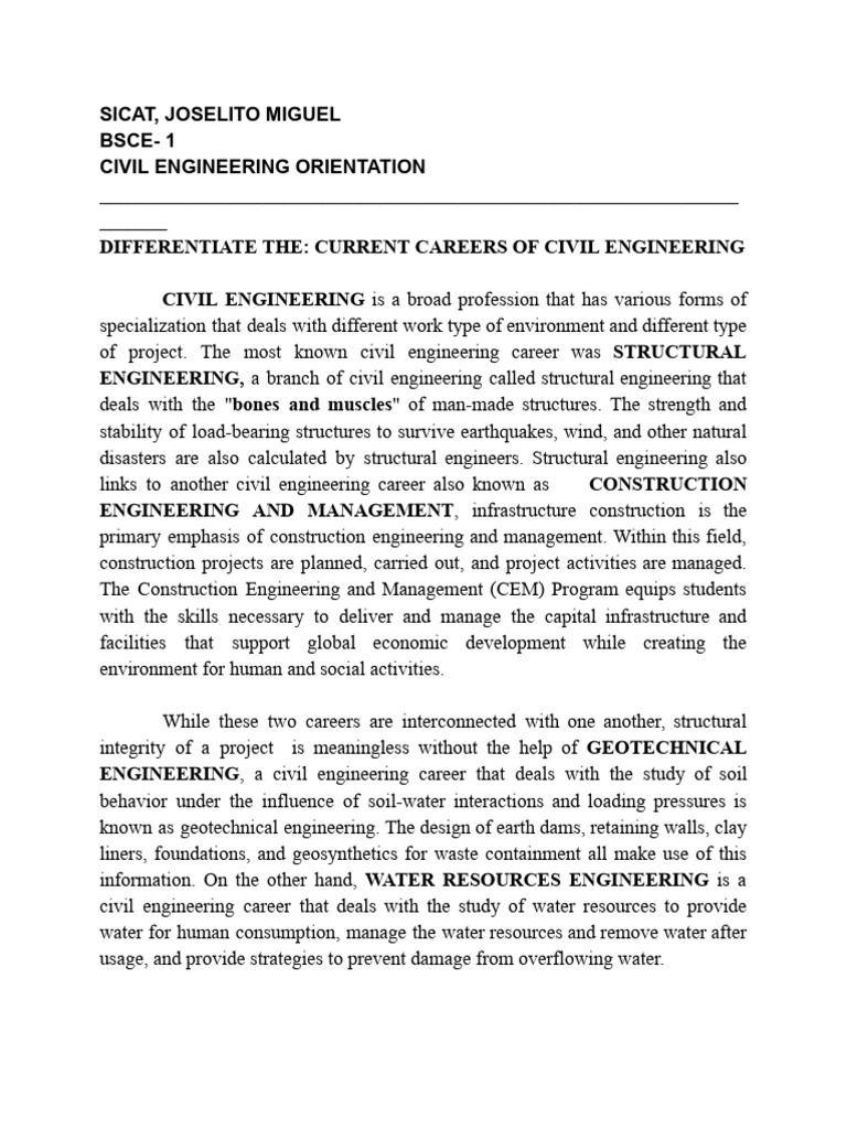 Overview of Civil Engineering Careers | PDF | Civil Engineering ...