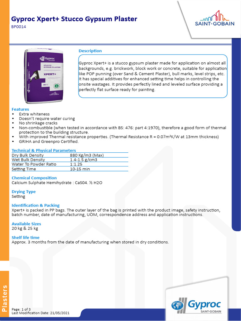 Gyproc Xpert+ | PDF | Plaster | Drywall