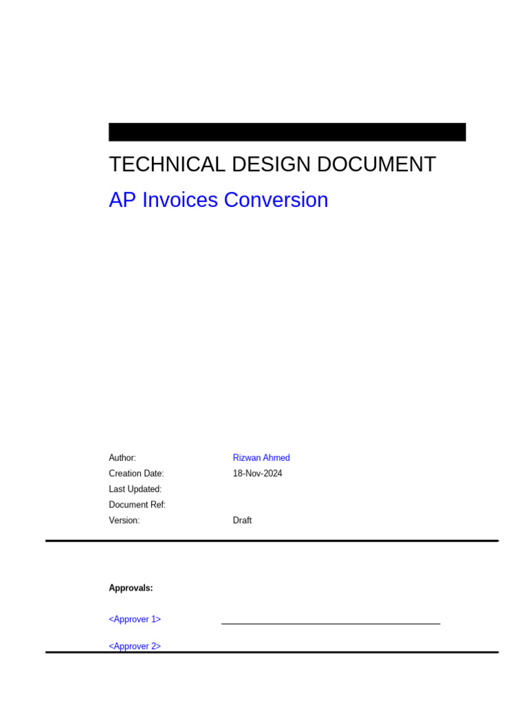 ALS AP Invoice Conversion Technical Design Document | PDF | Taxes | Receipt