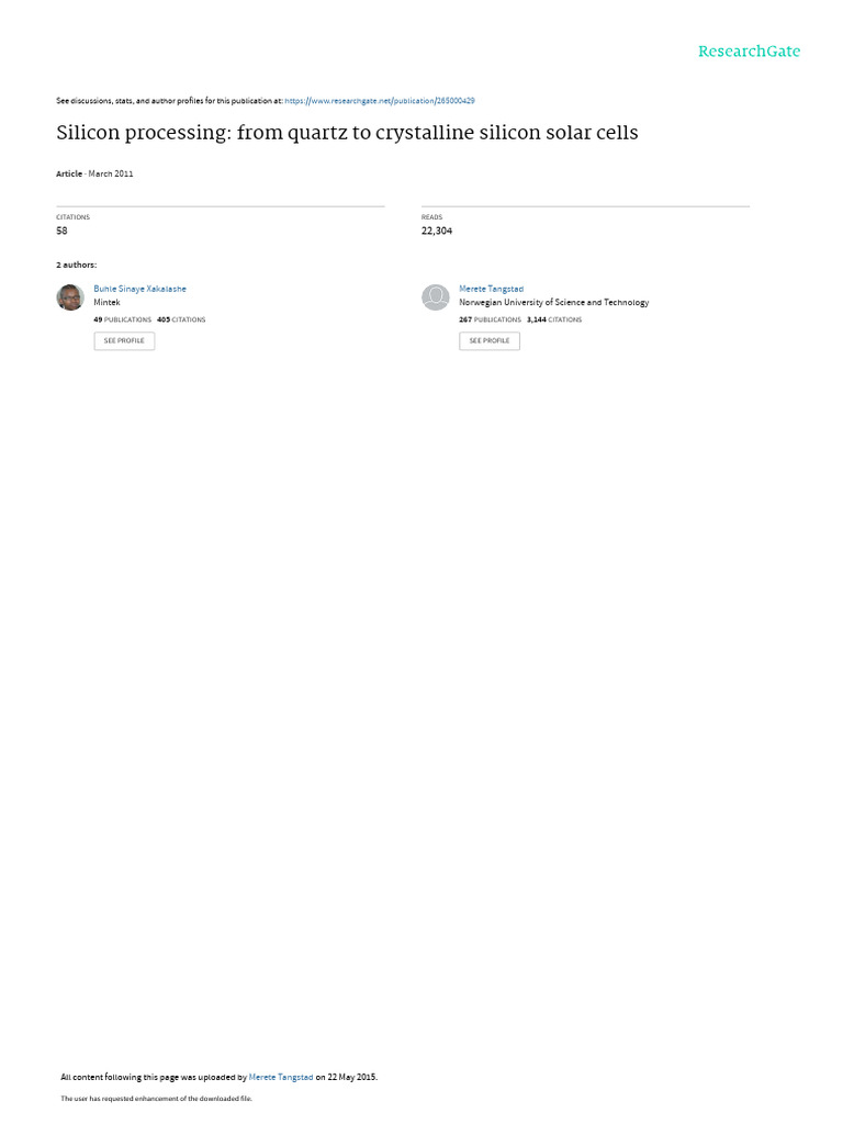 Silicon Solar Cell Production Guide | PDF | Photovoltaics | Solar Cell