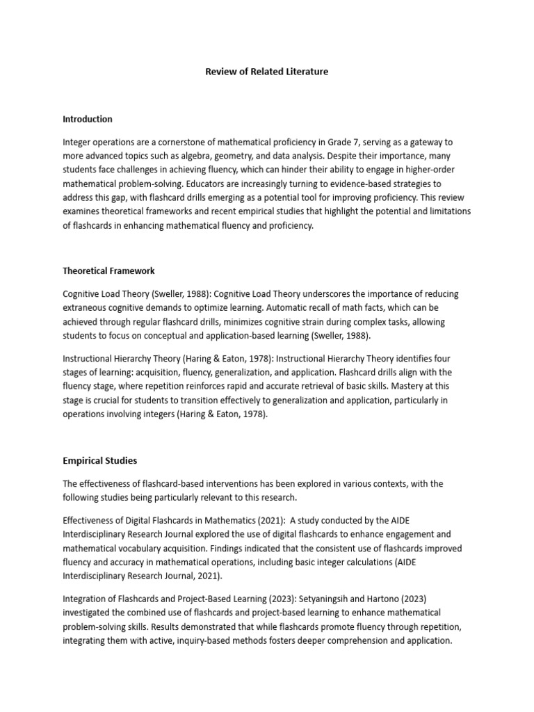RRL Research | PDF | Fluency | Mathematics
