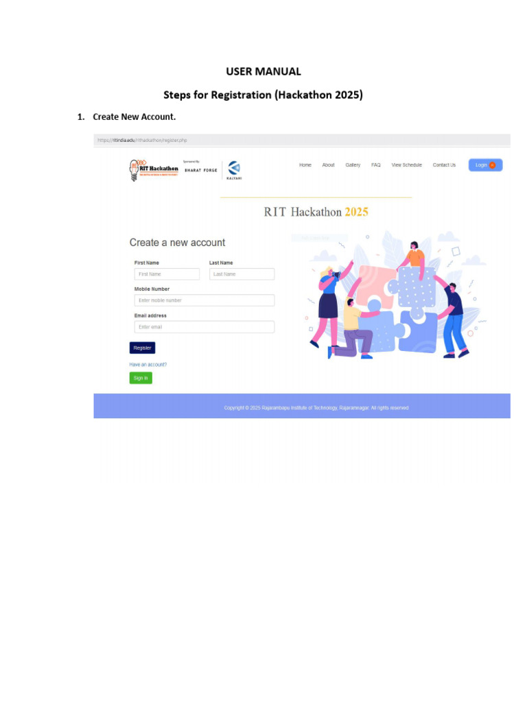USER REGISTRATION MANUAL - RIT-HACKATHON 2k25 | PDF