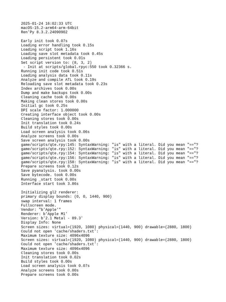 Ren'Py 8.3.2 macOS Debug Log | PDF