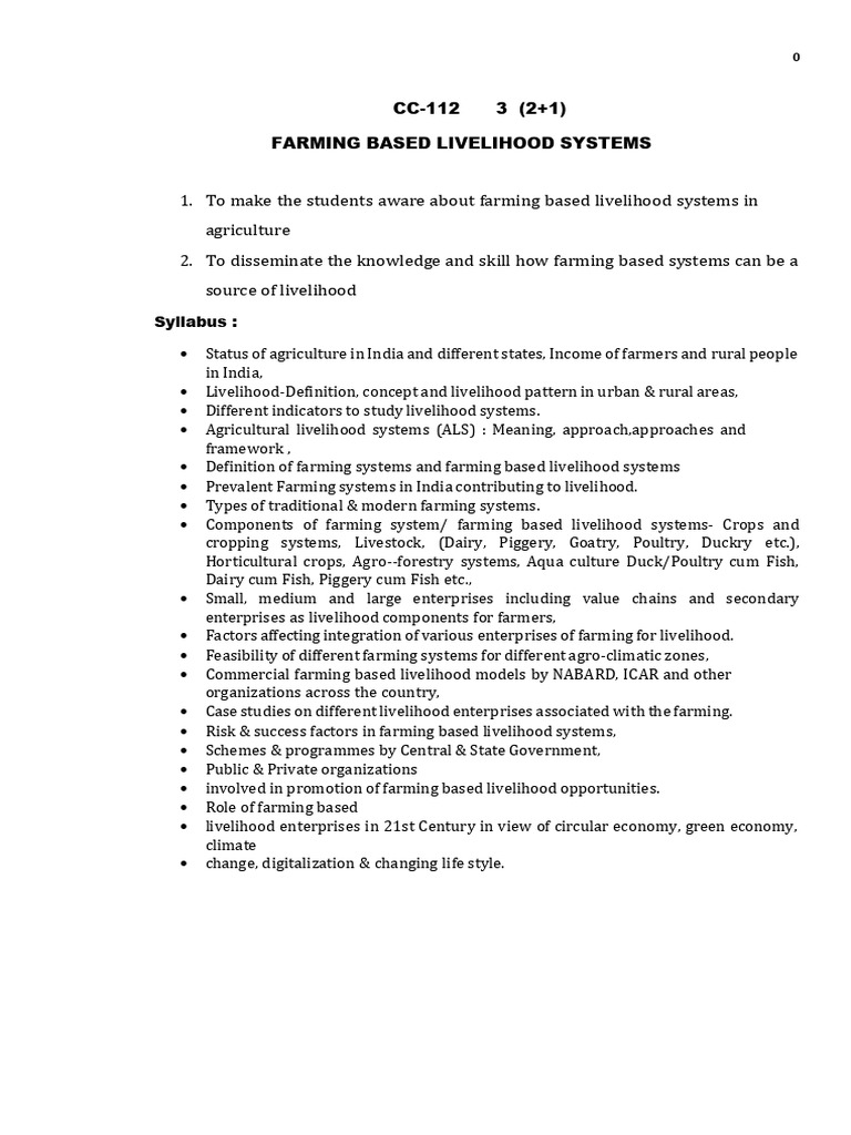 Farming-Based Livelihood Systems Overview | PDF | Agriculture | Foods