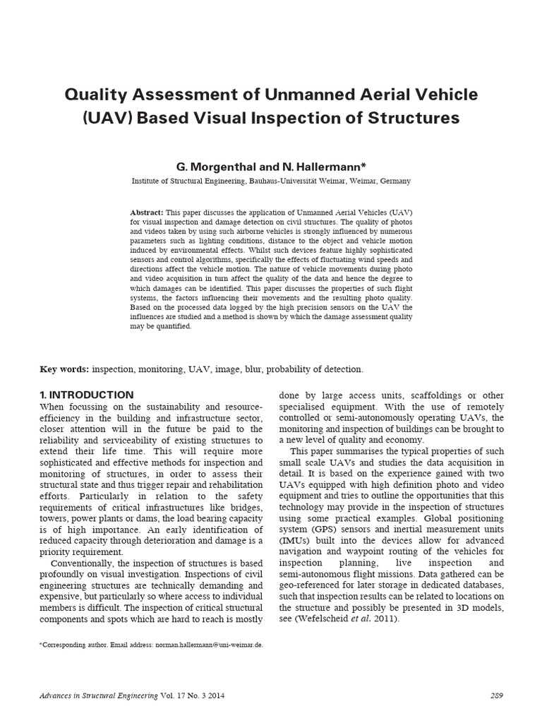 UAV Visual Inspection for Structures | PDF | Unmanned Aerial Vehicle ...