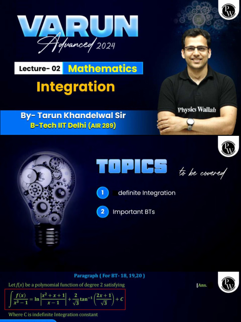 Integration 02 - Question Notes - Varun JEE Advanced 2024 | PDF