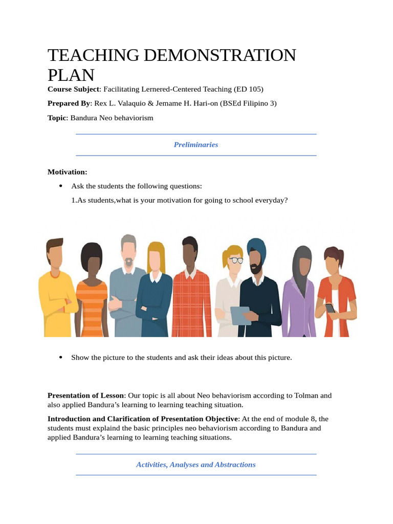 Teaching-Demonstration-Plan-Template (2) - Rex | PDF | Behaviorism | Learning