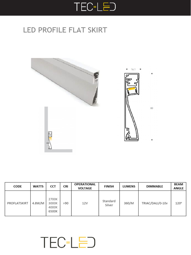 LED Profile Flat Skirt Specifications | PDF