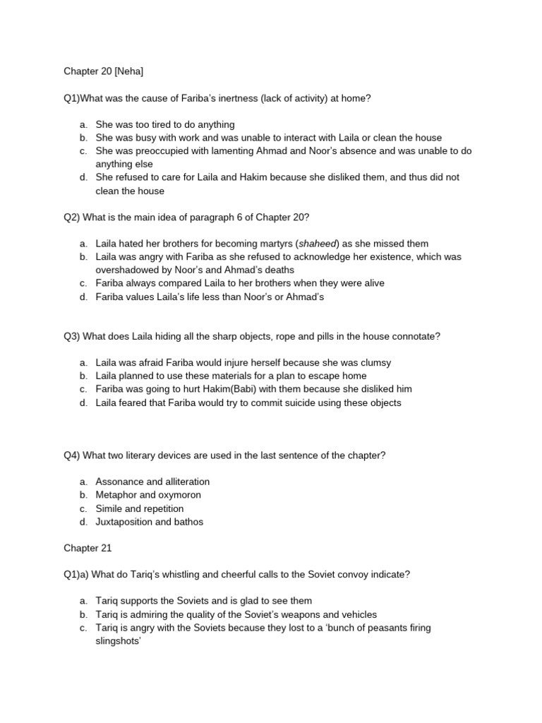 Part 2 A Thousand Splendid Suns Qs - Neha Kalakota | PDF