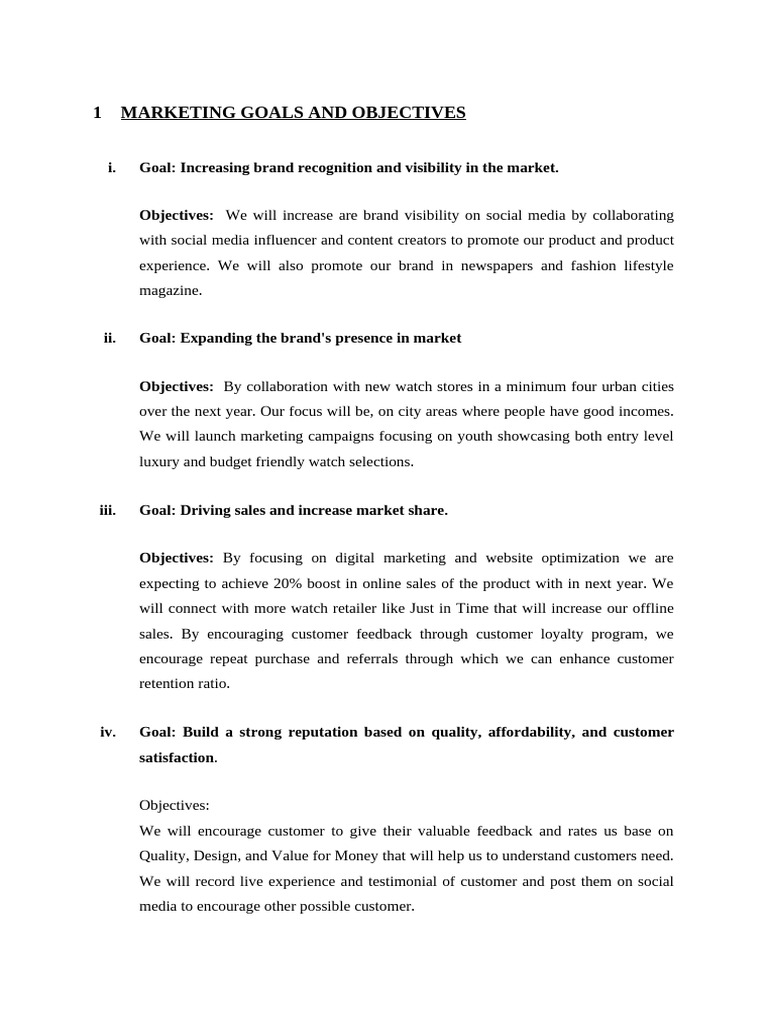 Marketing Goals for Brand Growth | PDF