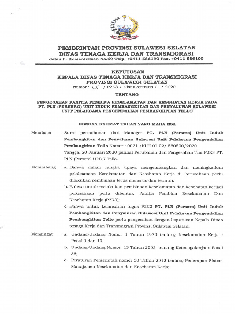 SK Tim p2k3 Updk Tello Disnaker | PDF