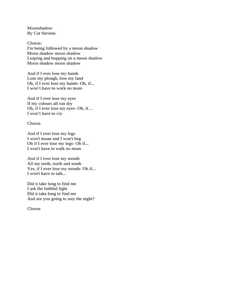 Conditional 1 Future Song Moonshadow | PDF