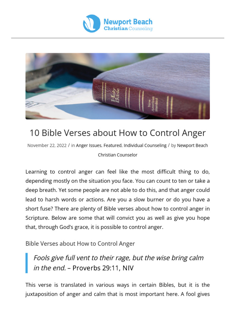 10 Bible Verses About How To Control Anger - Newport Beach Christian ...
