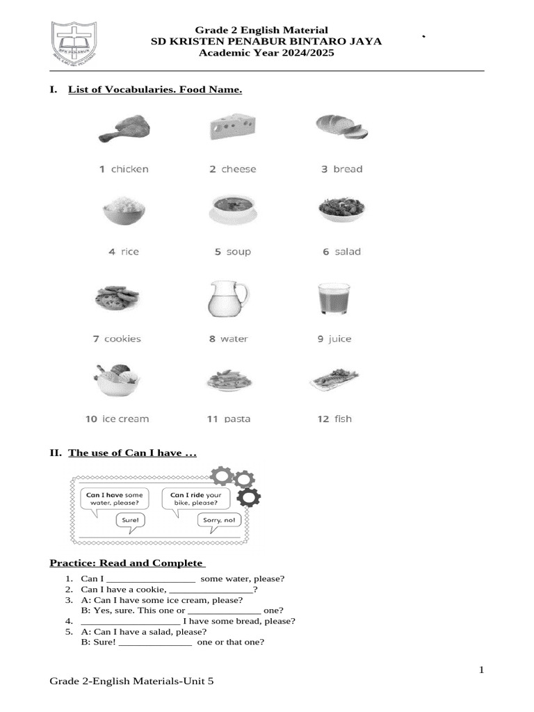 Catatan Bahasa Inggris Kelas II (Unit 5) | PDF
