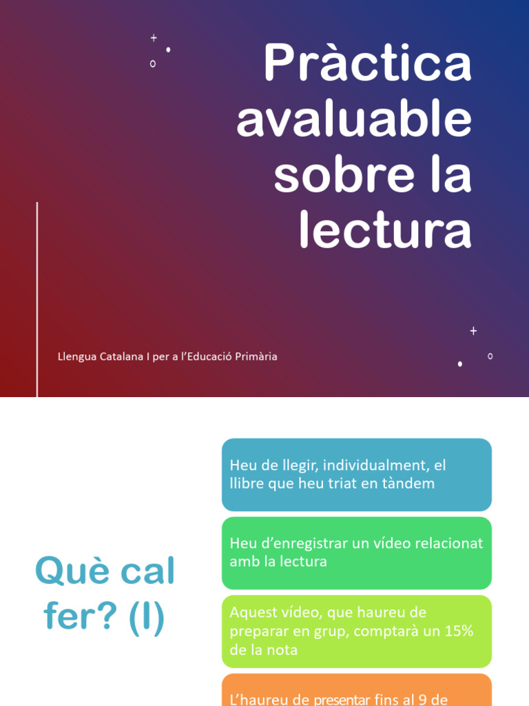 Pràctica Oral Avaluable Sobre La Lectura | PDF