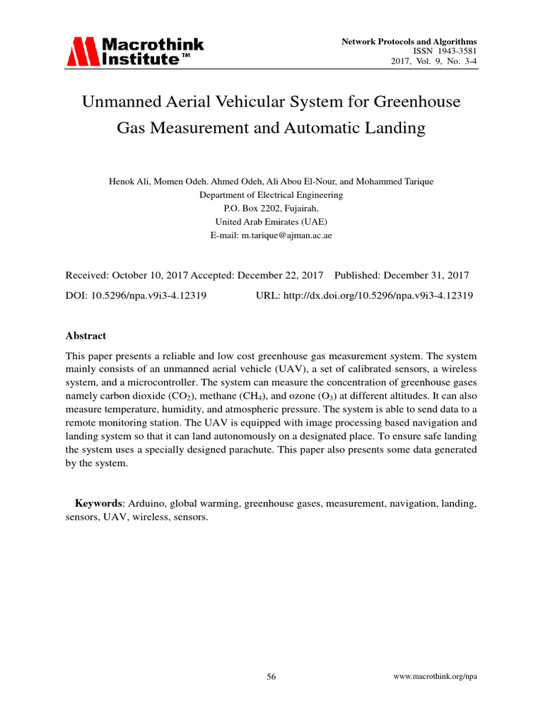 Unmanned Aerial Vehicular System For Gre Pdf Atmosphere Of Earth