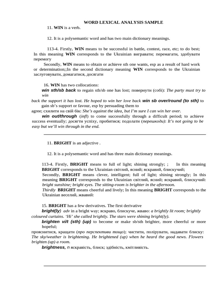 Word Lexical Analysis Sampled | PDF | Linguistic Typology | Grammar
