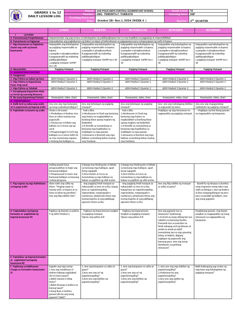 ESP 6 Q2 WK4 2024 | PDF