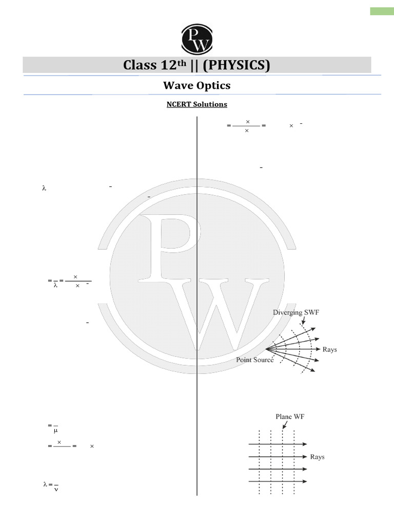 NCERT Solutions CBSE 12th Physics Wave Optics | PDF | Refraction ...