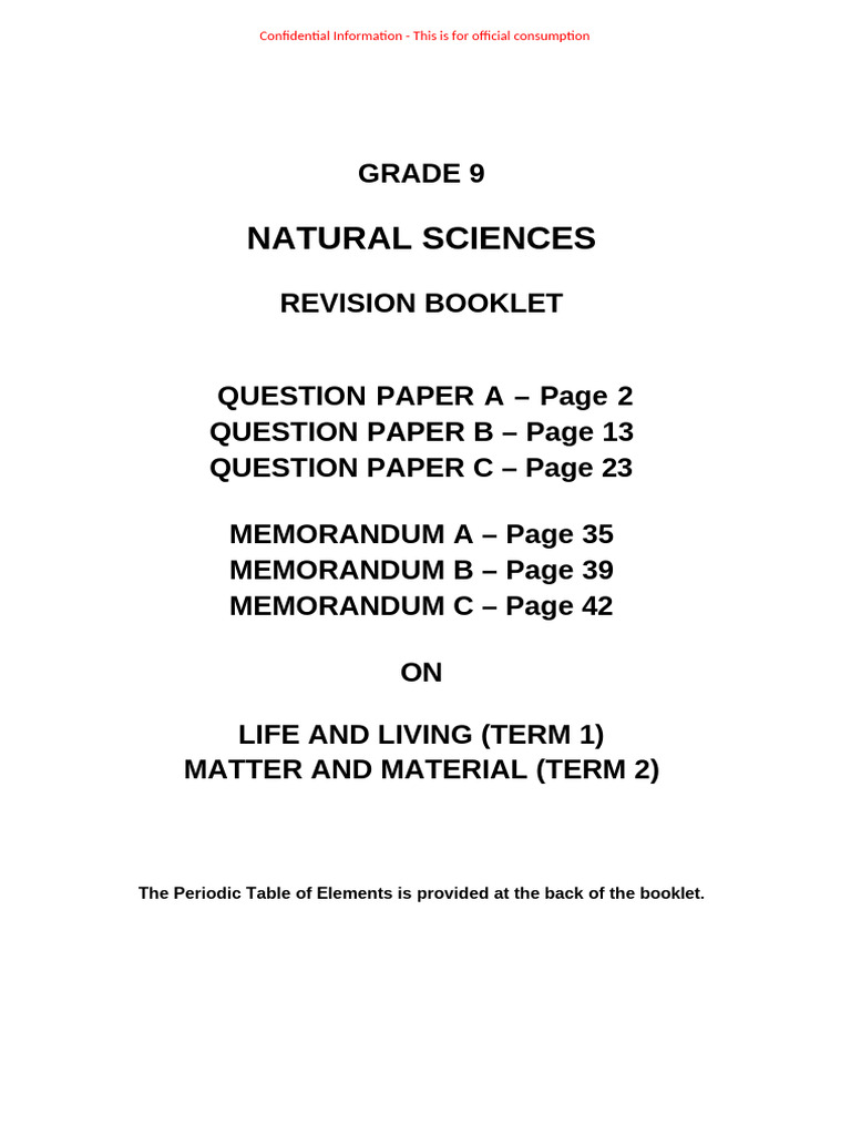 Grade 9 Term 1 and 2 Revision Booklet and Memo | PDF | Acid | Iron