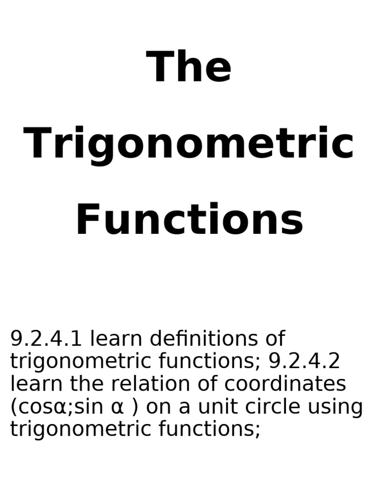 Sine, Cosine, Tangent and Cotangent of an Angle and Their Measure | PDF ...