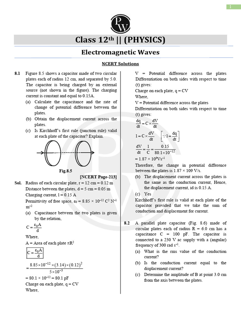 NCERT_Solutions_CBSE_12th_Physics_Electromagnetic waves (1) | PDF ...
