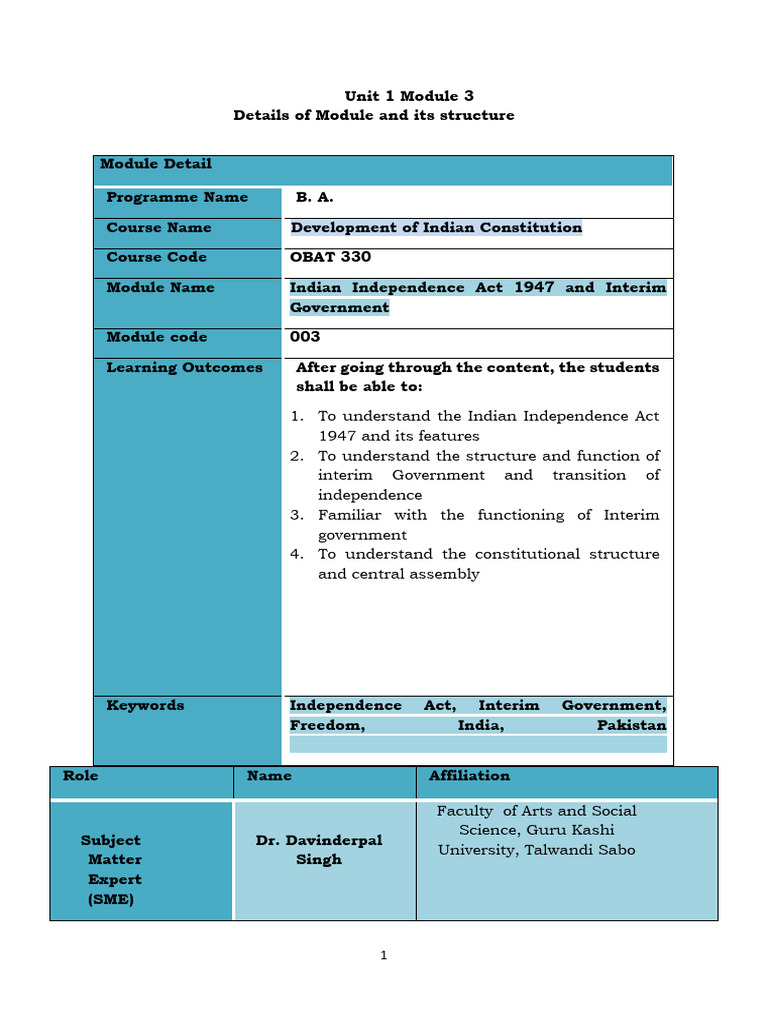 Unit 1 Module 3 BA 3 sem | PDF | Partition Of India | All India Muslim ... Unit 1 Module 3 BA 3 sem | PDF | Partition Of India | All India Muslim ...