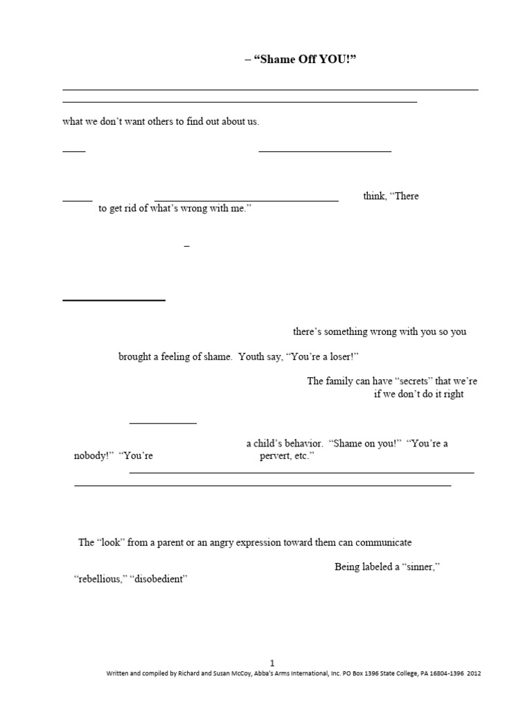 Lesson - 3a-Shame - Off - You | PDF | Guilt (Emotion) | Shame