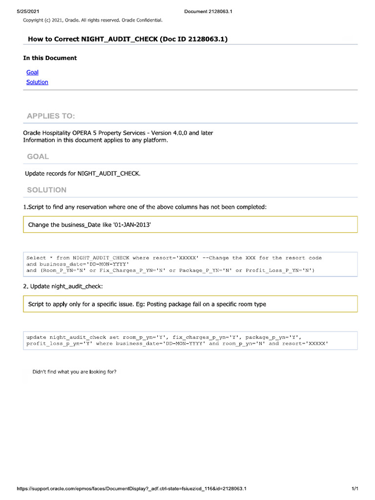 How To Correct NIGHT - AUDIT - CHECK | PDF