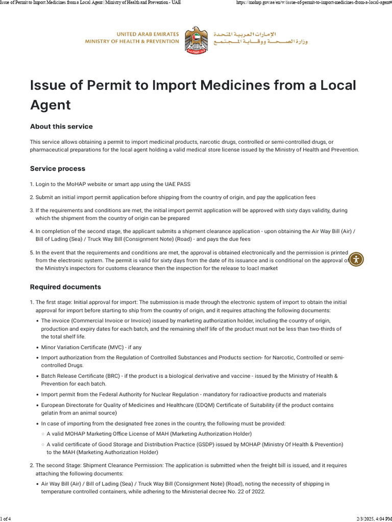 Issue of Permit To Import Medicines From A Local Agent - Ministry of ...