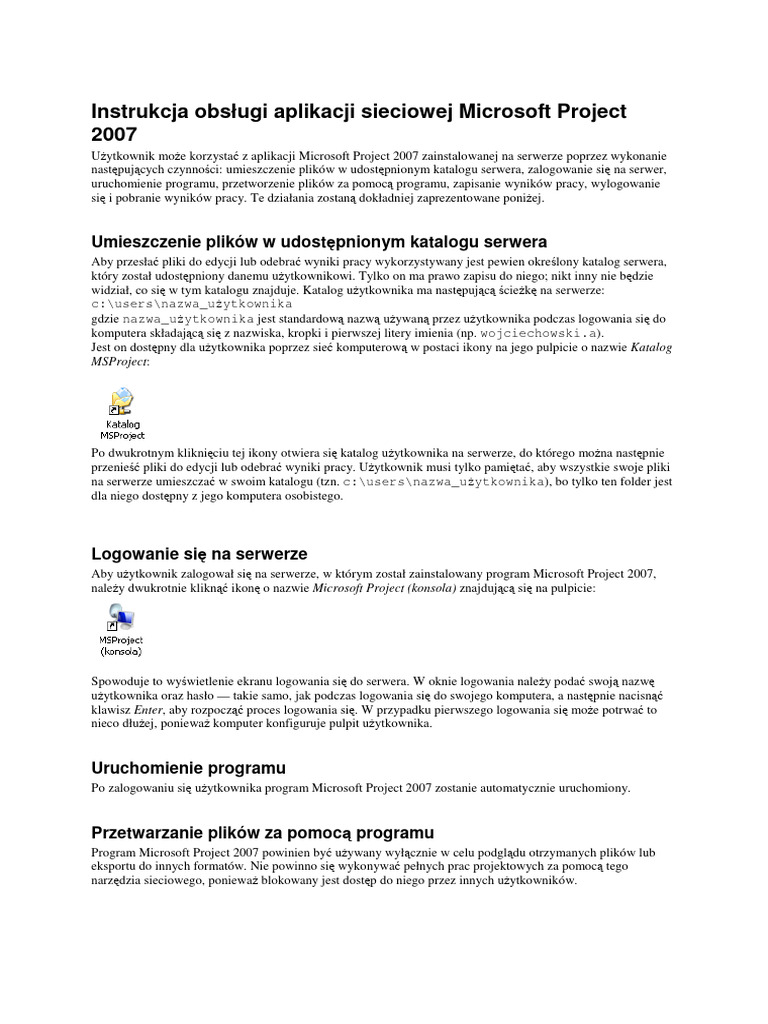 Instrukcja Uzytkownika (Microsoft Project) | PDF