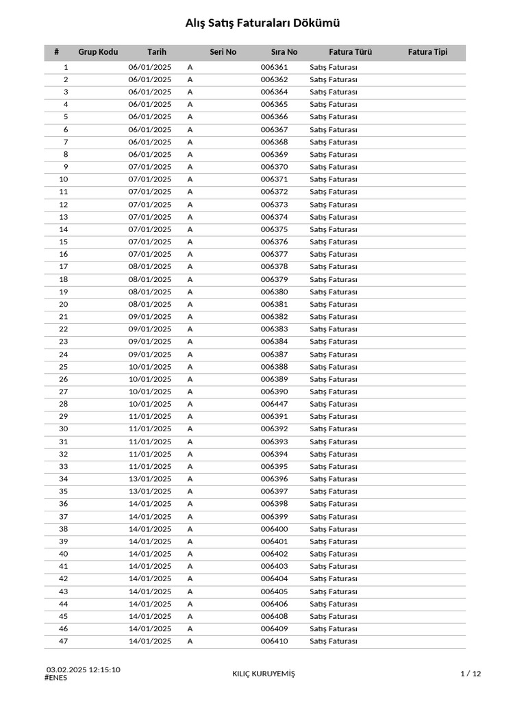 Alis_Satis_Faturalari_Dokumu (4) | PDF