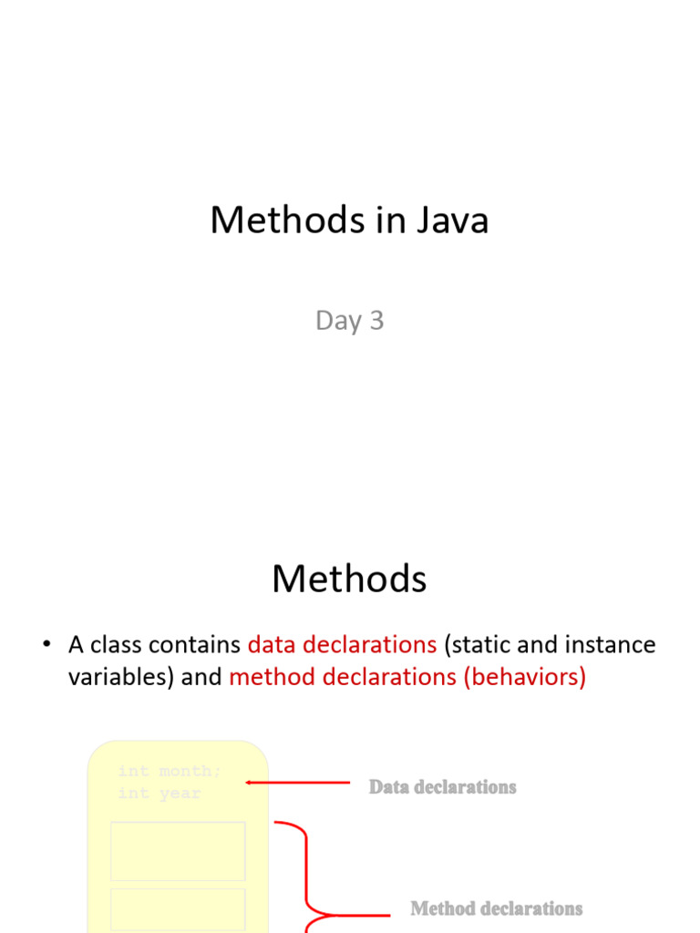 Day 3 Methods in Java | PDF | Method (Computer Programming) | Constructor (Object Oriented ...
