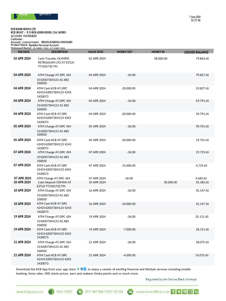 ACCOUNT STATEMENT | PDF | Cash | Automated Teller Machine