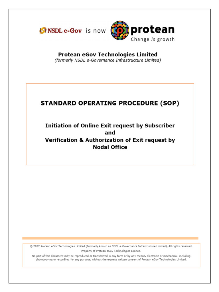 SOP On Initiation Authorization of Online Exit Request Under NPS | PDF | Computer Access Control ...