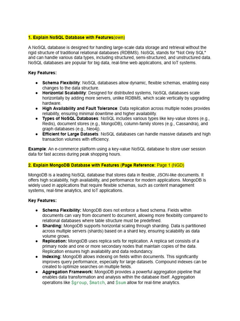 NGD Question Bank Answers | PDF | Database Index | No Sql