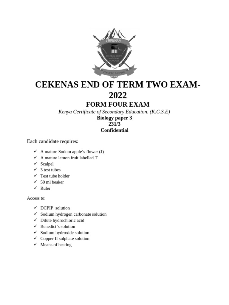 Biology pp3 Form 4 Confidential | PDF