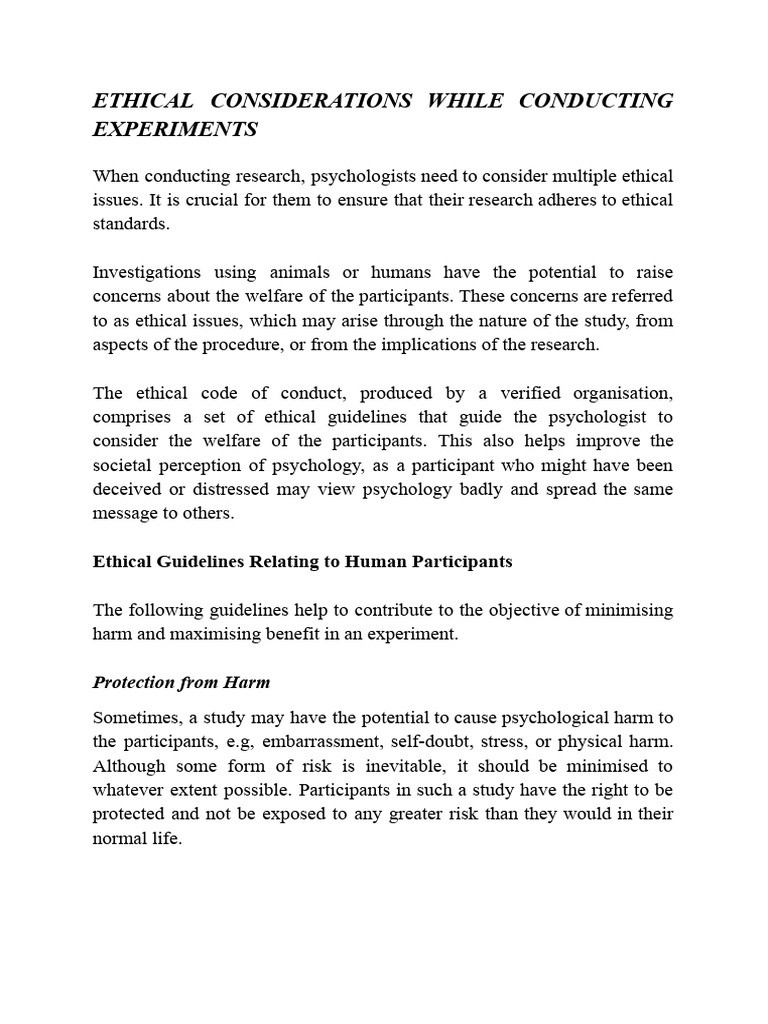 Ethical Guidelines for Research Experiments | PDF | Informed Consent ...