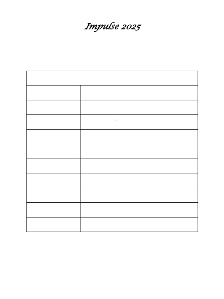 Impulse 2025 - Schedule 18-1-24 | PDF