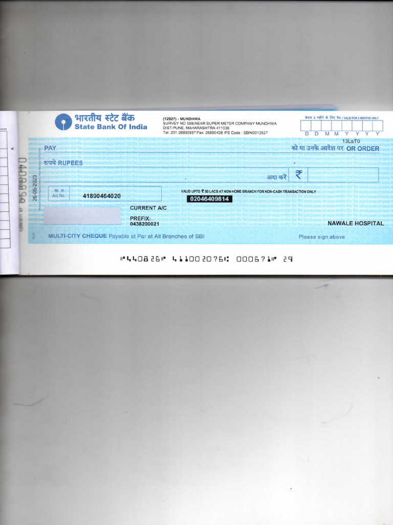Cancel Cheque of Nawale Hospital | PDF