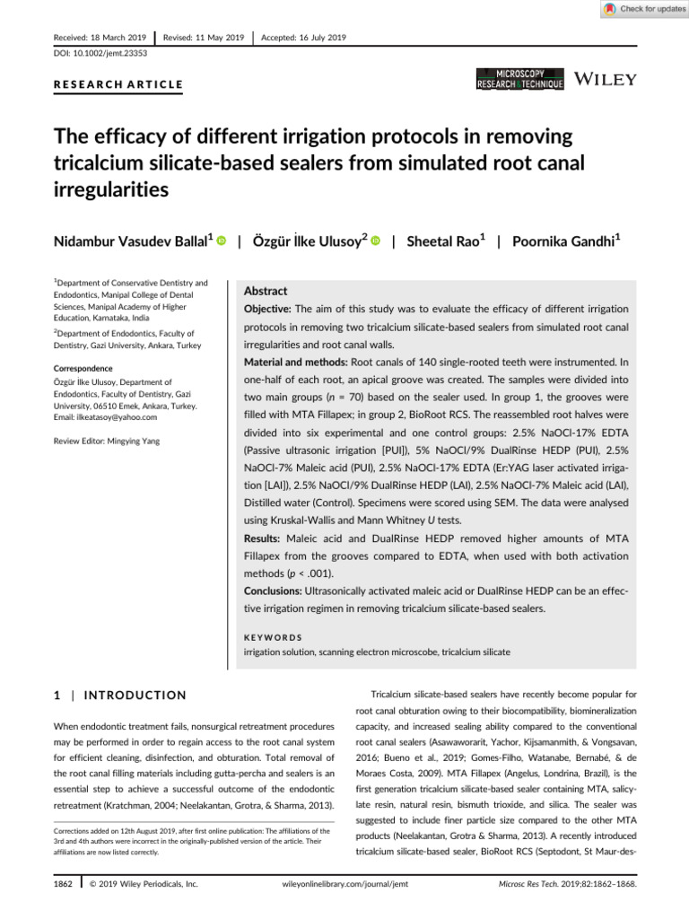 Microscopy Res Technique - 2019 - Ballal - The efficacy of different ...