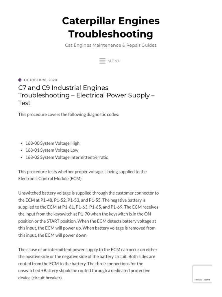 C7 and C9 Industrial Engines Troubleshooting - Electrical Power Supply ...
