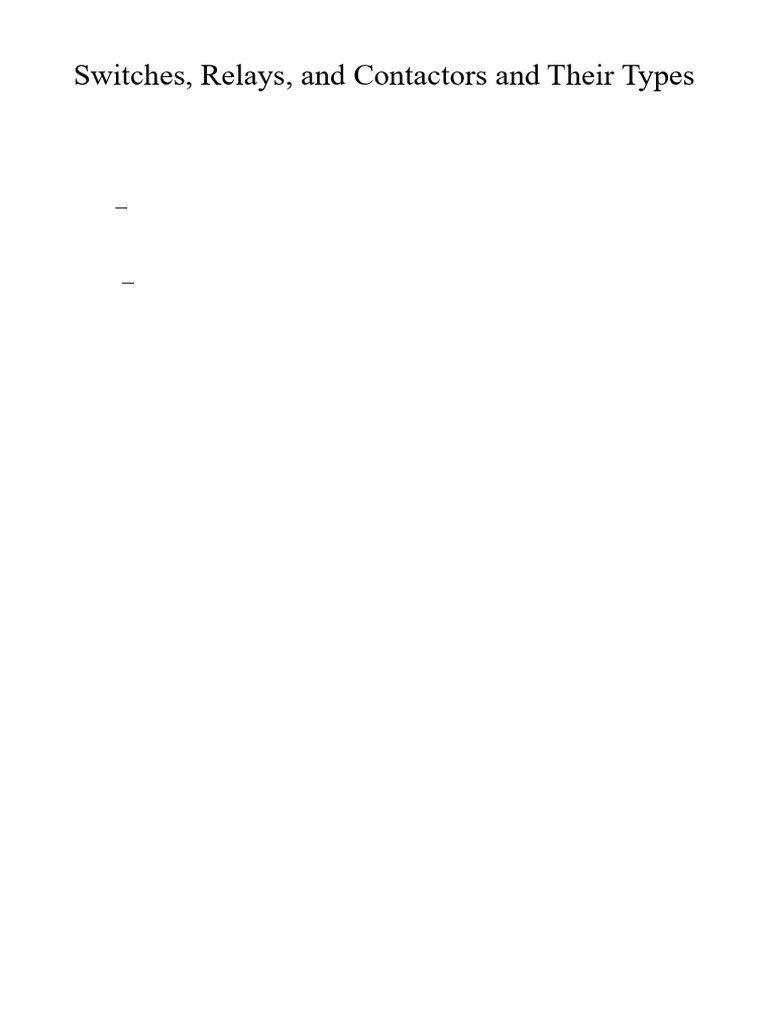 Switches, Relay and Contactors | PDF | Relay | Switch