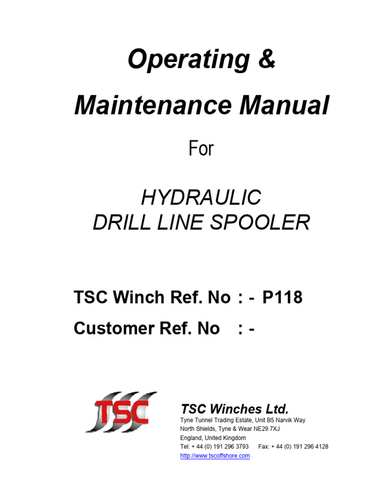 Drill Line Spooler - TSC Winches P118-M-001 O&M Manual | PDF | Valve ...